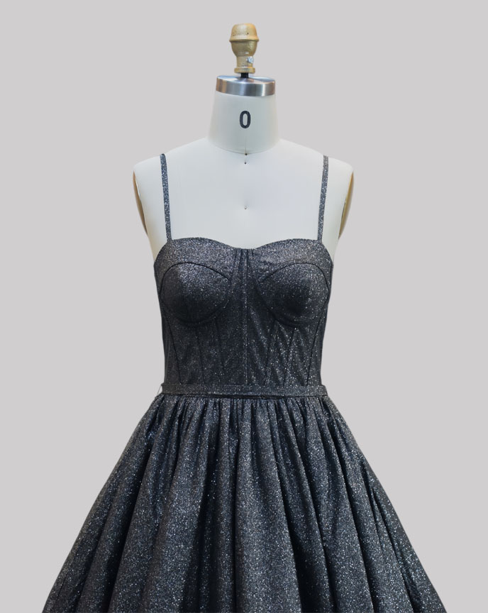 Dramatic Black A-Line Princess Wedding Dress with Spaghetti Straps ...